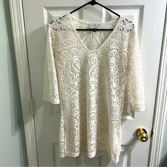 J Valdi | Swim | J Valdi Creamwhite Crochet Beach Coverup Medium | Poshmark